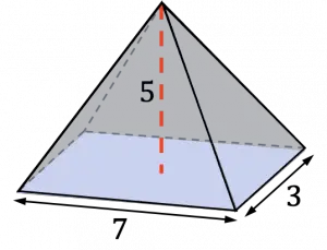 Volumen de una pirámide rectangular (ejemplo y calculadora)